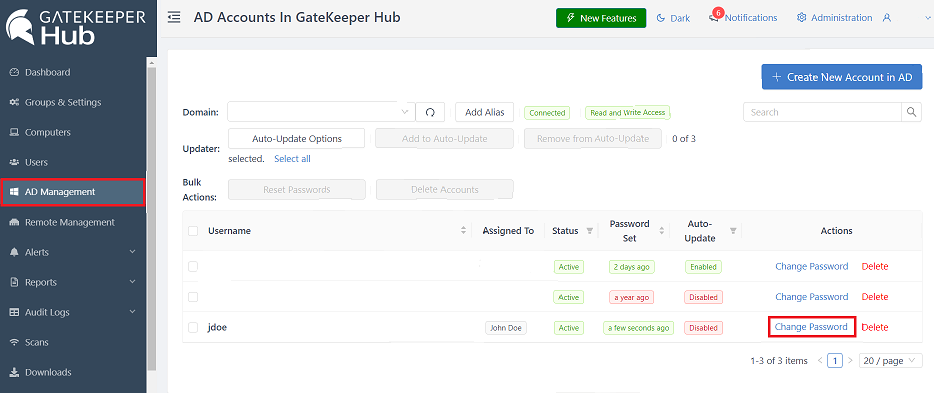 How can end-users change their Active Directory passwords in GateKeeper? – GateKeeper