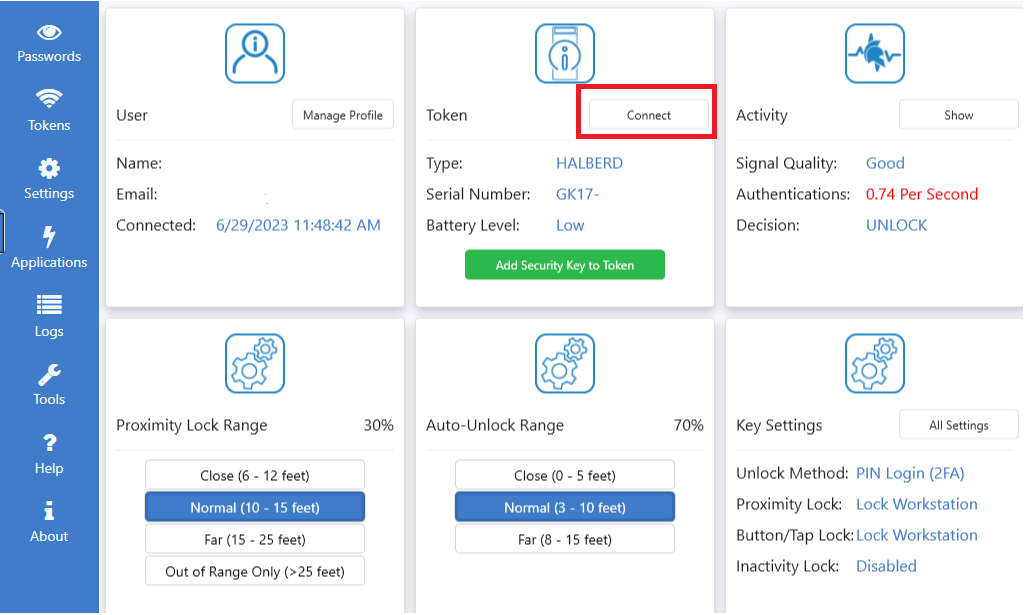 How to reconnect token to computer. – GateKeeper