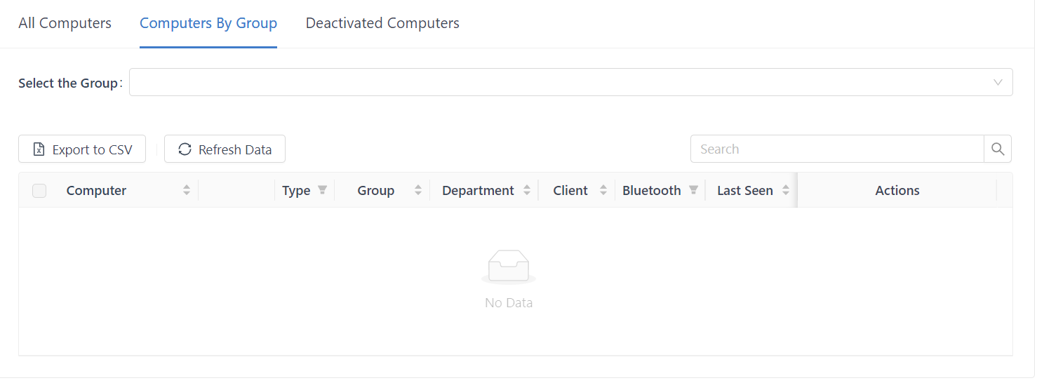 What information is displayed on the Computers Management page in the ...