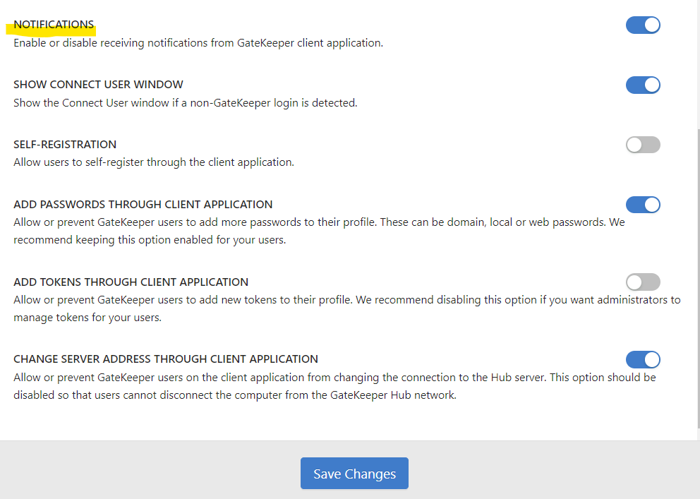 What is "Notifications" from advanced settings? – GateKeeper