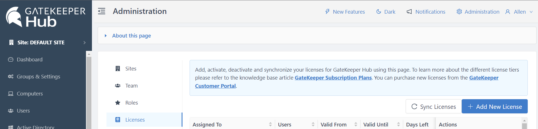 Adding A Gatekeeper License To On Premise Hub Gatekeeper