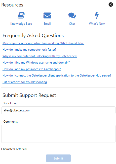 Can't resolve issue with knowledge base. What to do next? – GateKeeper