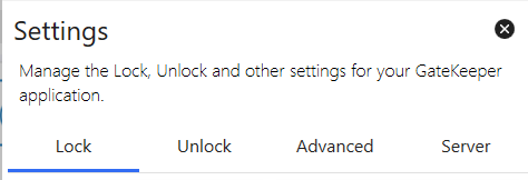 Change Lock Settings through Client desktop application. – GateKeeper
