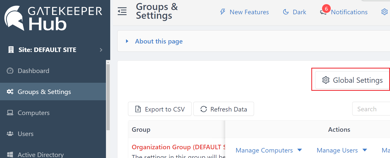 Global settings for my computer. – GateKeeper