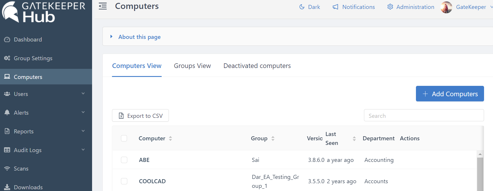 Schedule GateKeeper Client software update for computers. – GateKeeper